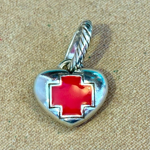 Brighton | Jewelry | Sold Brighton Red Cross Charm Silver Heart With ...